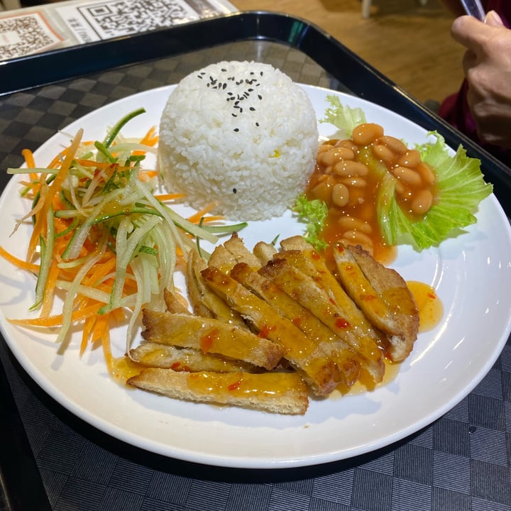 Veggie House Singapore Thai Souse Chicken Chop Rice Set Review | abillion