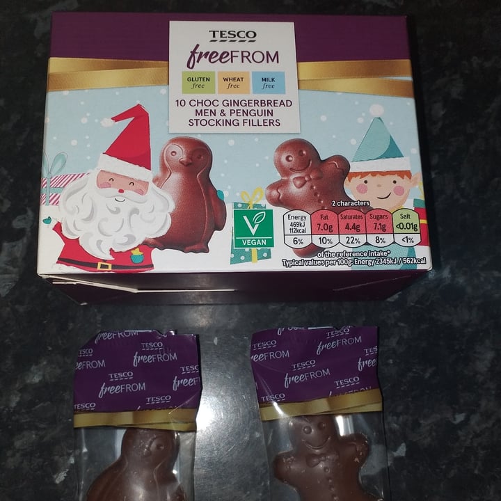 Tesco Free From 10 choc gingerbread men and penguin stocking fillers ...