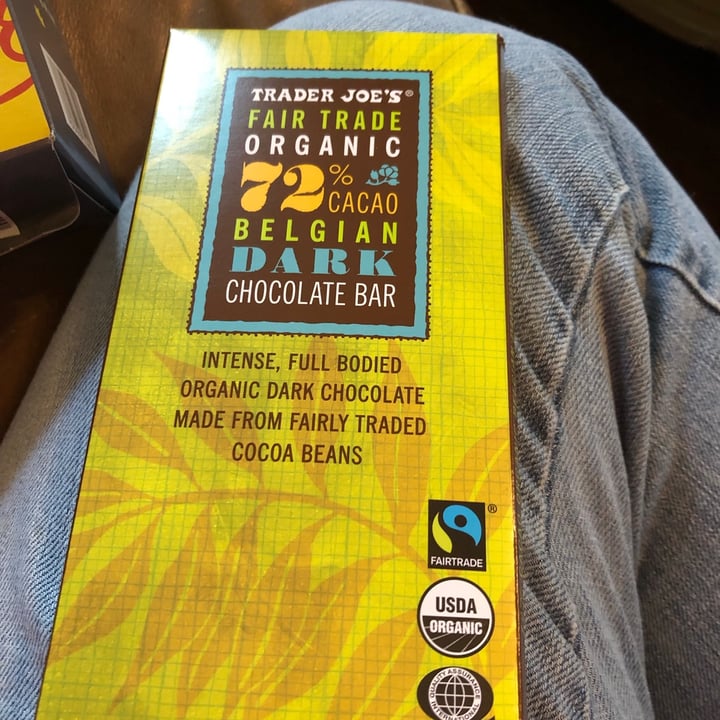 Trader Joe's Fair trade organic 72% cacao belgian dark chocolate bar ...