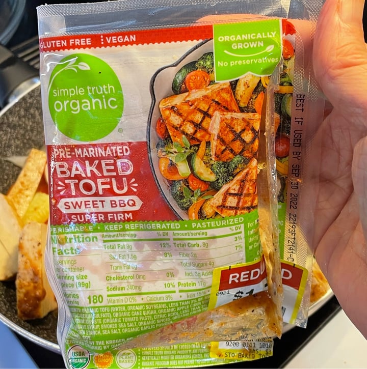 Simple Truth pre marinated baked tofu sweet bbq Review | abillion