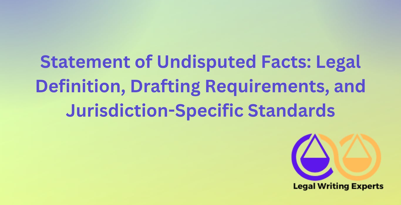 Statement of Undisputed Facts: Legal Definition, Drafting Requirements ...
