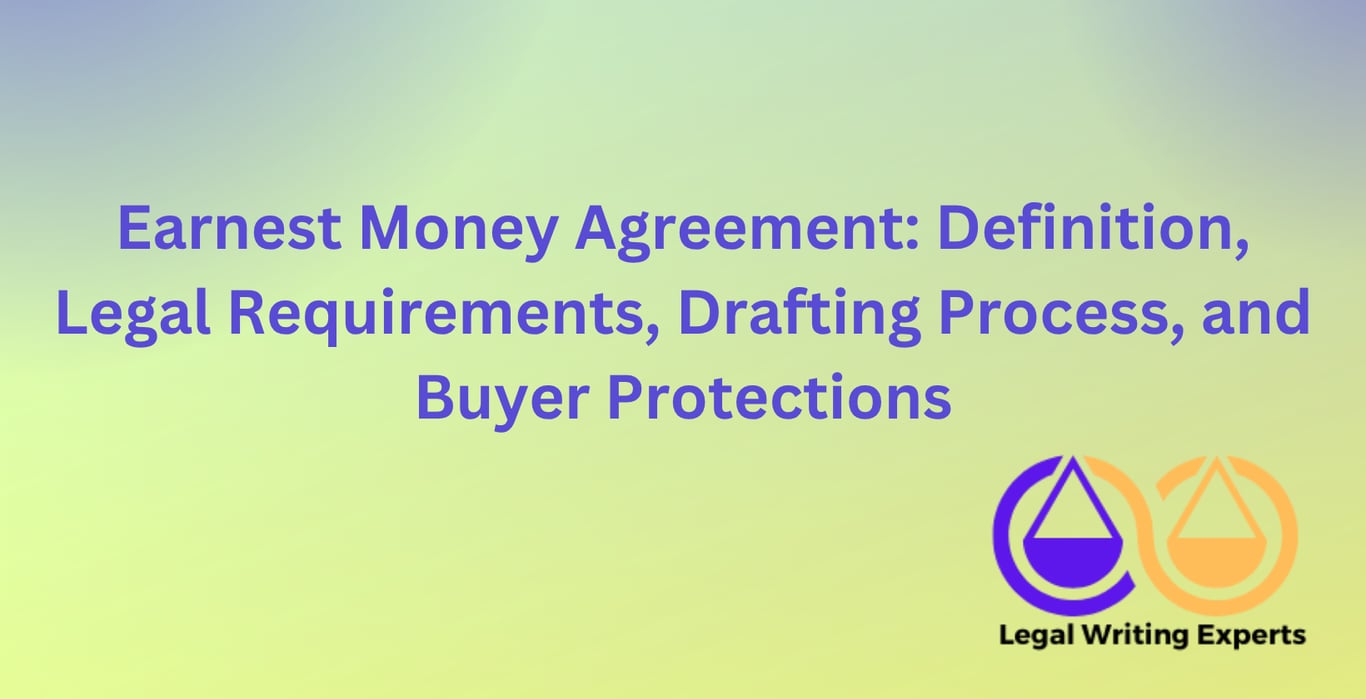 Earnest Money Agreement: Definition, Legal Requirements, Drafting ...