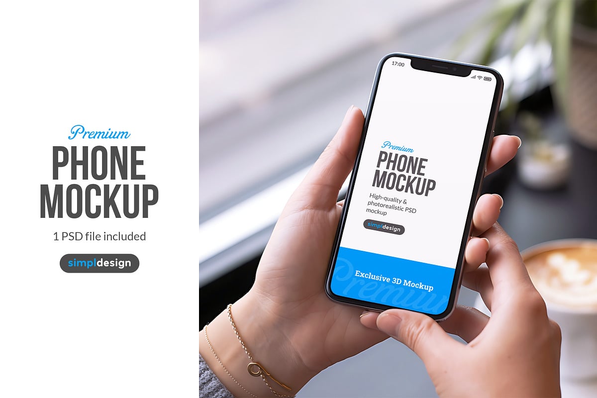 Cafe Woman Phone Mockup by SimplDesign - Motionstyles