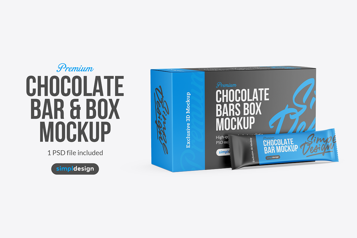 Chocolate Bar & Box Mockup by SimplDesign - Motionstyles