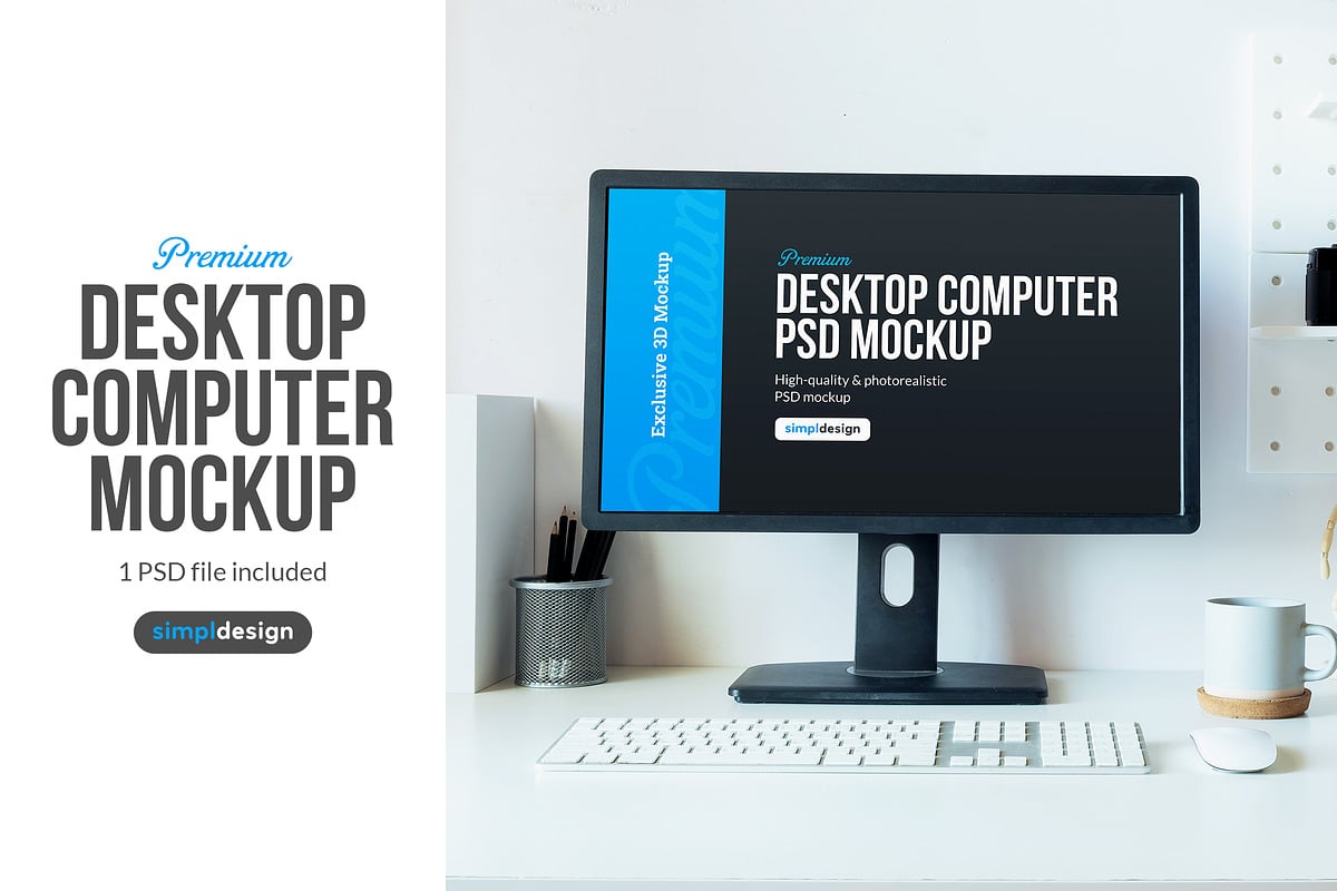 Desktop Computer Workspace Mockup by SimplDesign - Motionstyles