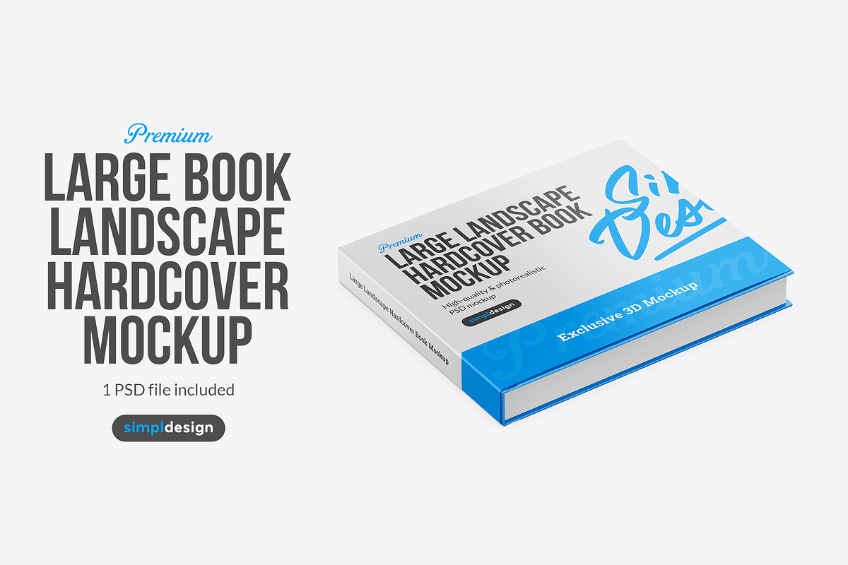 Landscape Hardcover Book Mockup by SimplDesign - Motionstyles