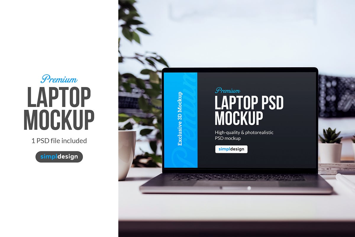 Minimal Desk Laptop Mockup by SimplDesign - Motionstyles