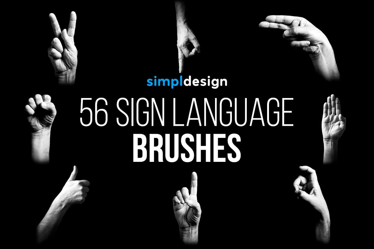 Sign Language Photoshop Brushes by SimplDesign - Motionstyles