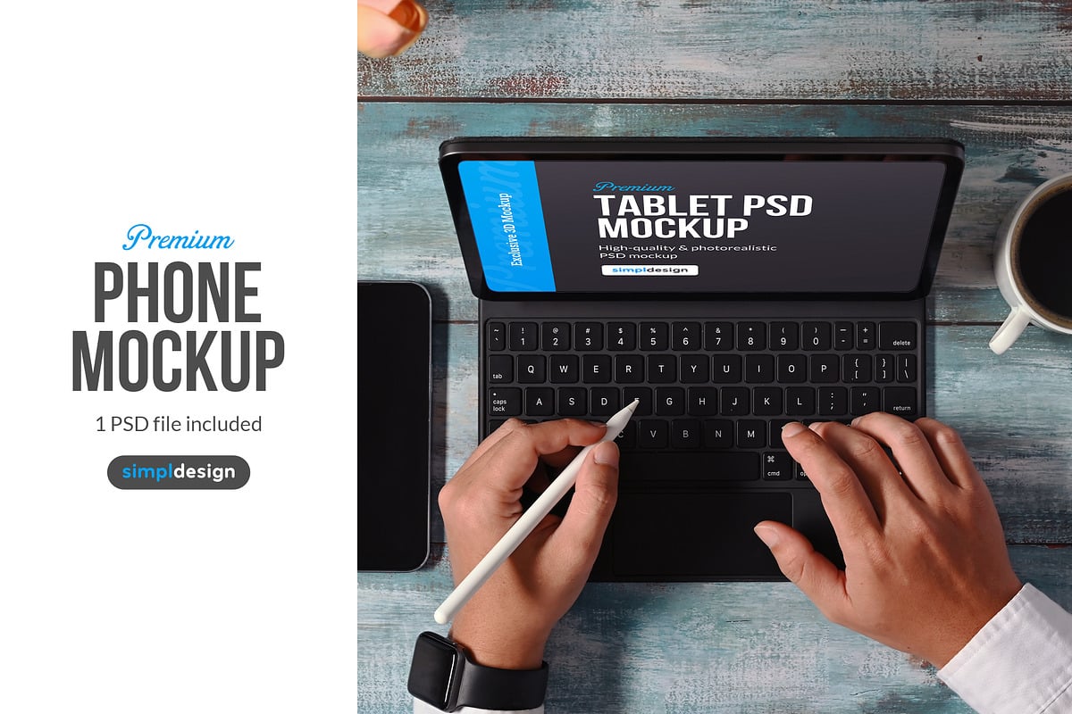 Topview Keyboard Tablet Mockup by SimplDesign - Motionstyles