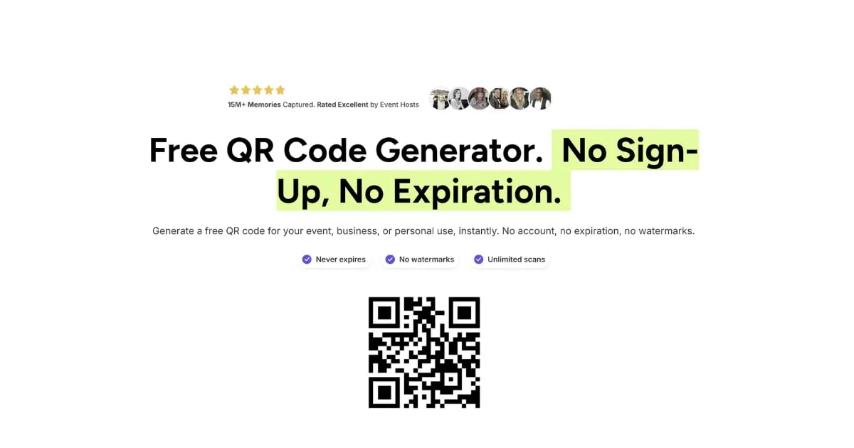 Free QR Code Generator - No Sign-Up, No Expiration | GuestCam