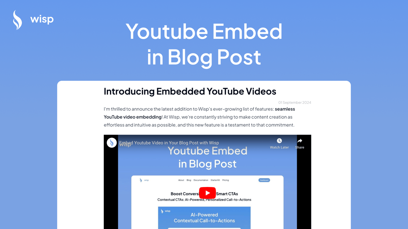 Introducing Embedded YouTube Videos - Wisp CMS