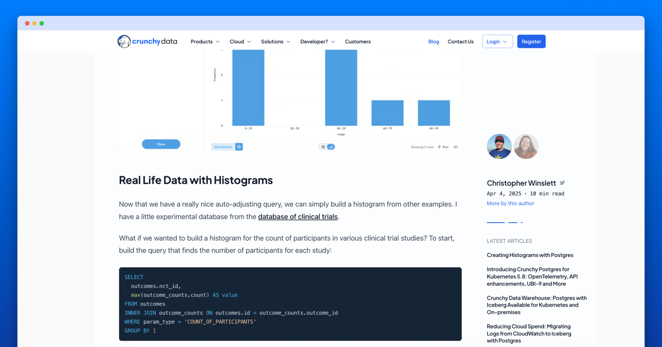 Creating Histograms with Postgres | Crunchy Data Blog Creating Histograms with Postgres | Crunchy Data Blog