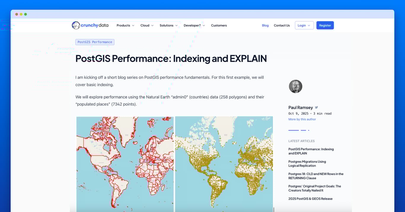 PostGIS Performance: Indexing and EXPLAIN | Crunchy Data Blog