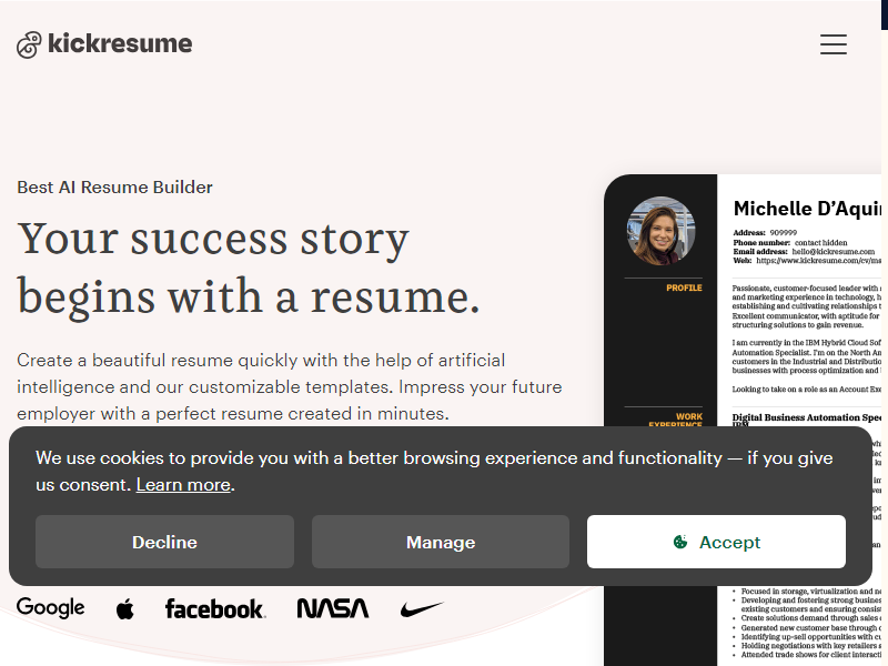 Kickresume - Reviews, Pricing, Features | SERP AI