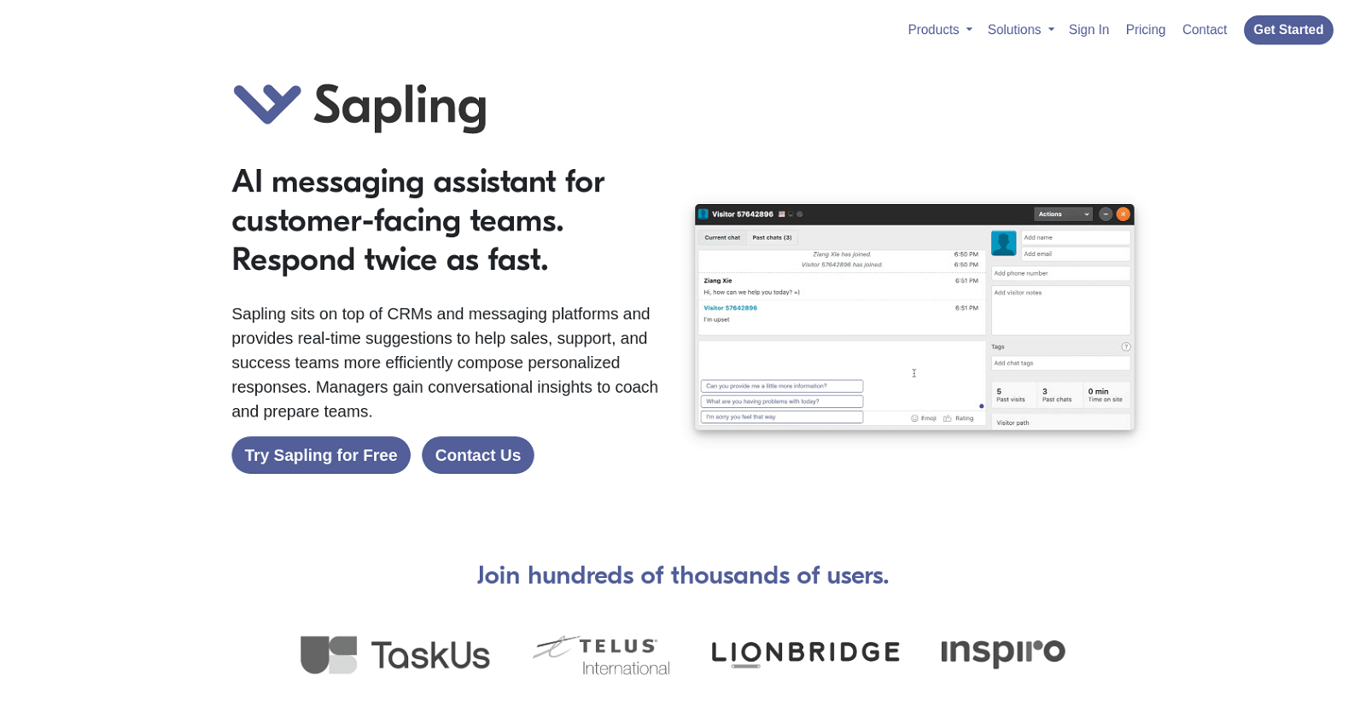 Sapling - Reviews, Pricing, Features | SERP AI