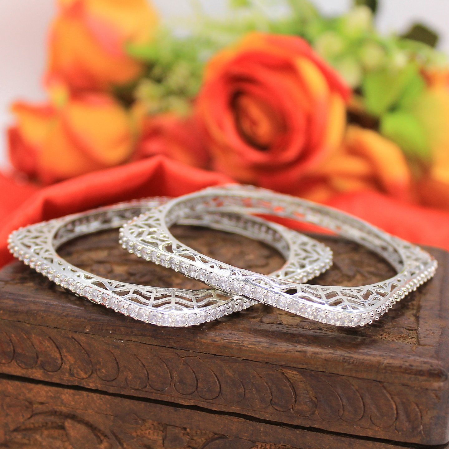 Buy Premium Quality American Diamond Bangles online| Noori By Nikita