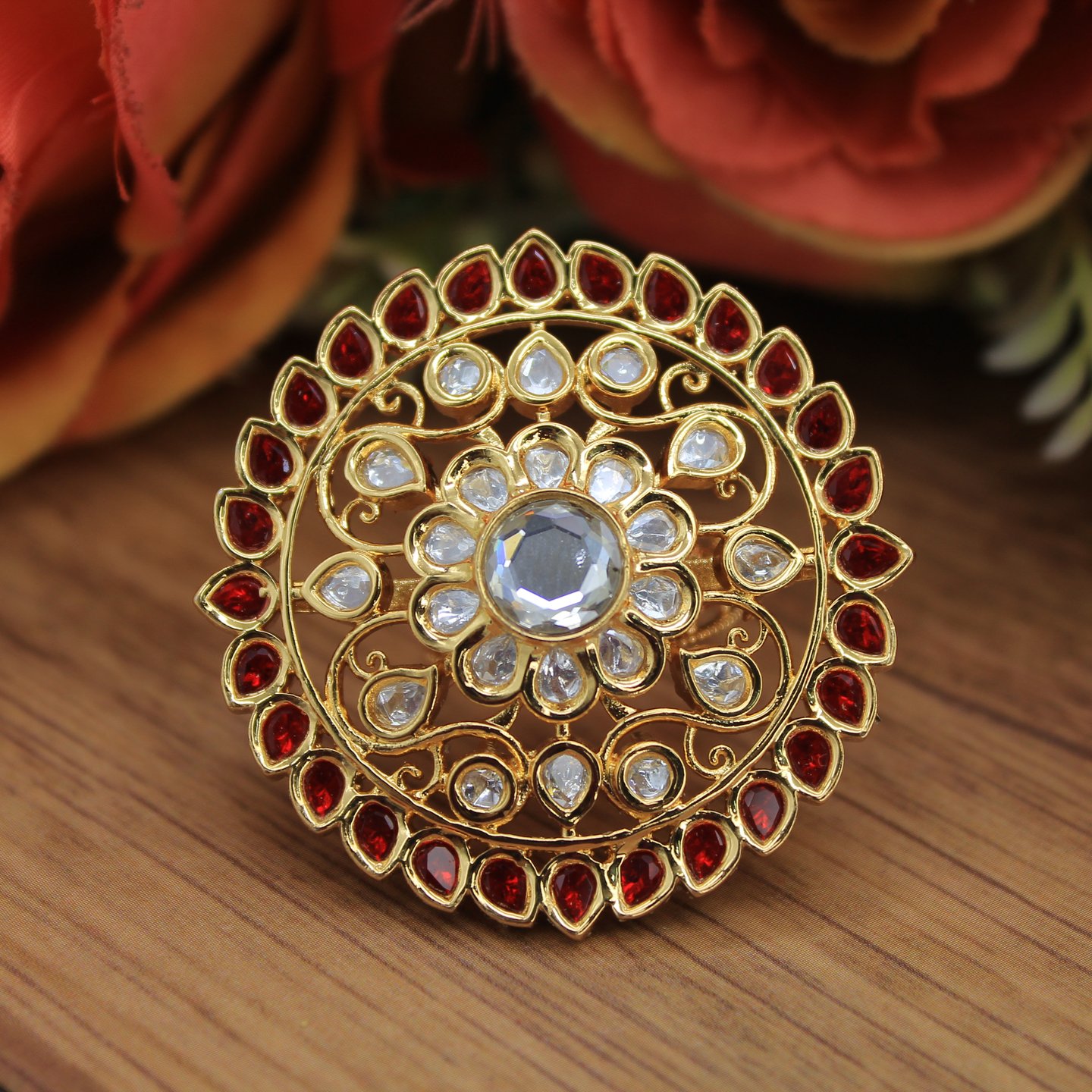 Premium Kundan Big Traditional Ring | Noori By Nikita