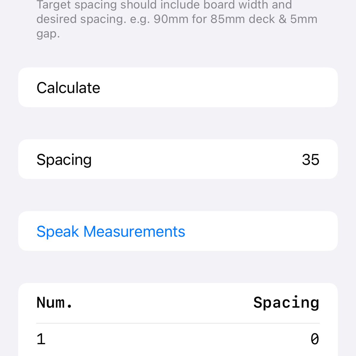 Equal Spacing Calculator