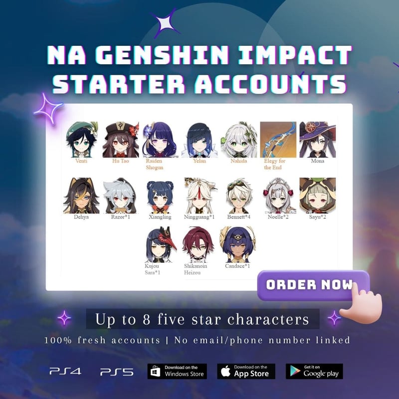 NA Genshin Impact Starter Account With 2 Limited Characters - GrindSwap