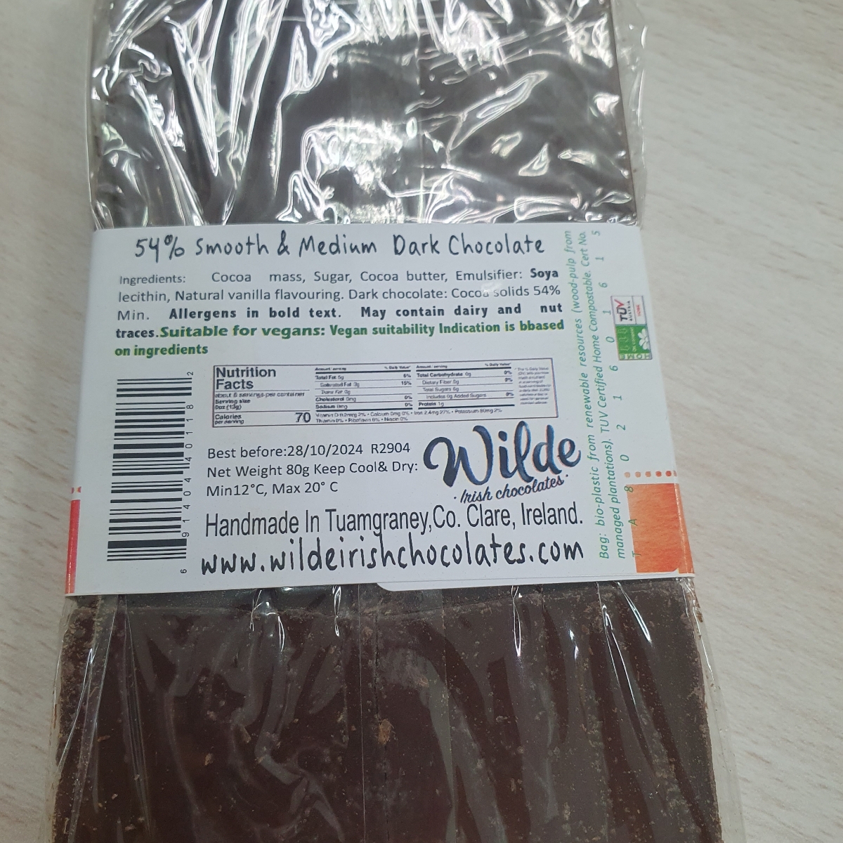 Wilde Irish Chocolates 54% Dark Chocolate Reviews | abillion