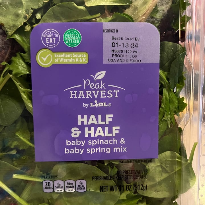 Lidl peak harvest half &half salad (mixed greens & spinach) Review ...