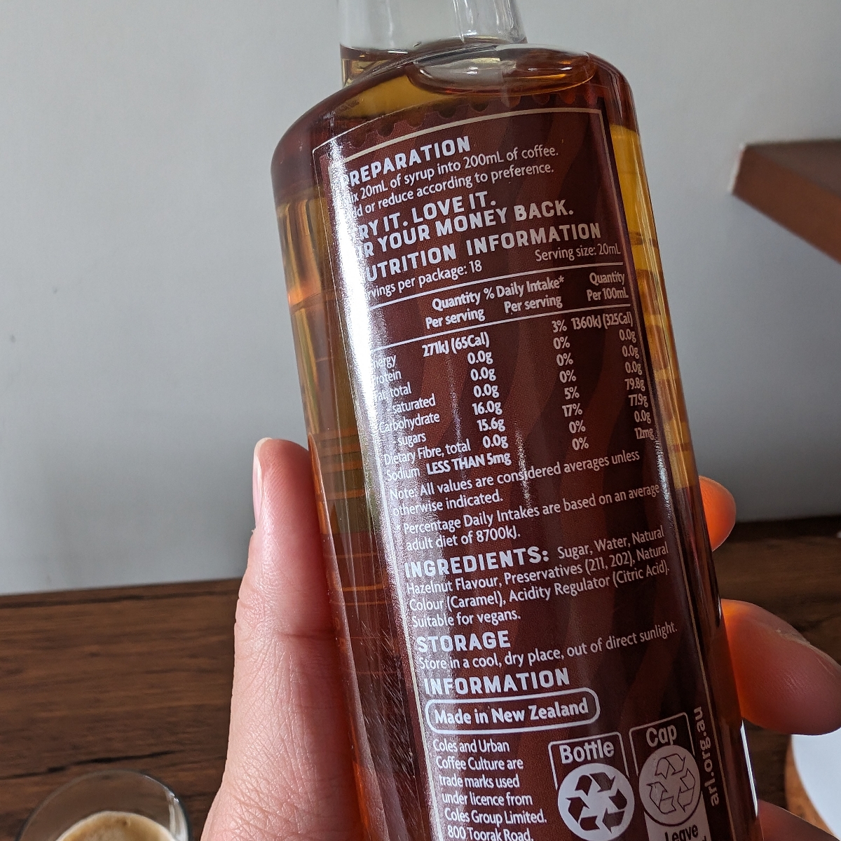 Hazelnut-flavoured Coffee Syrup from Coles - Vegan Product Reviews ...
