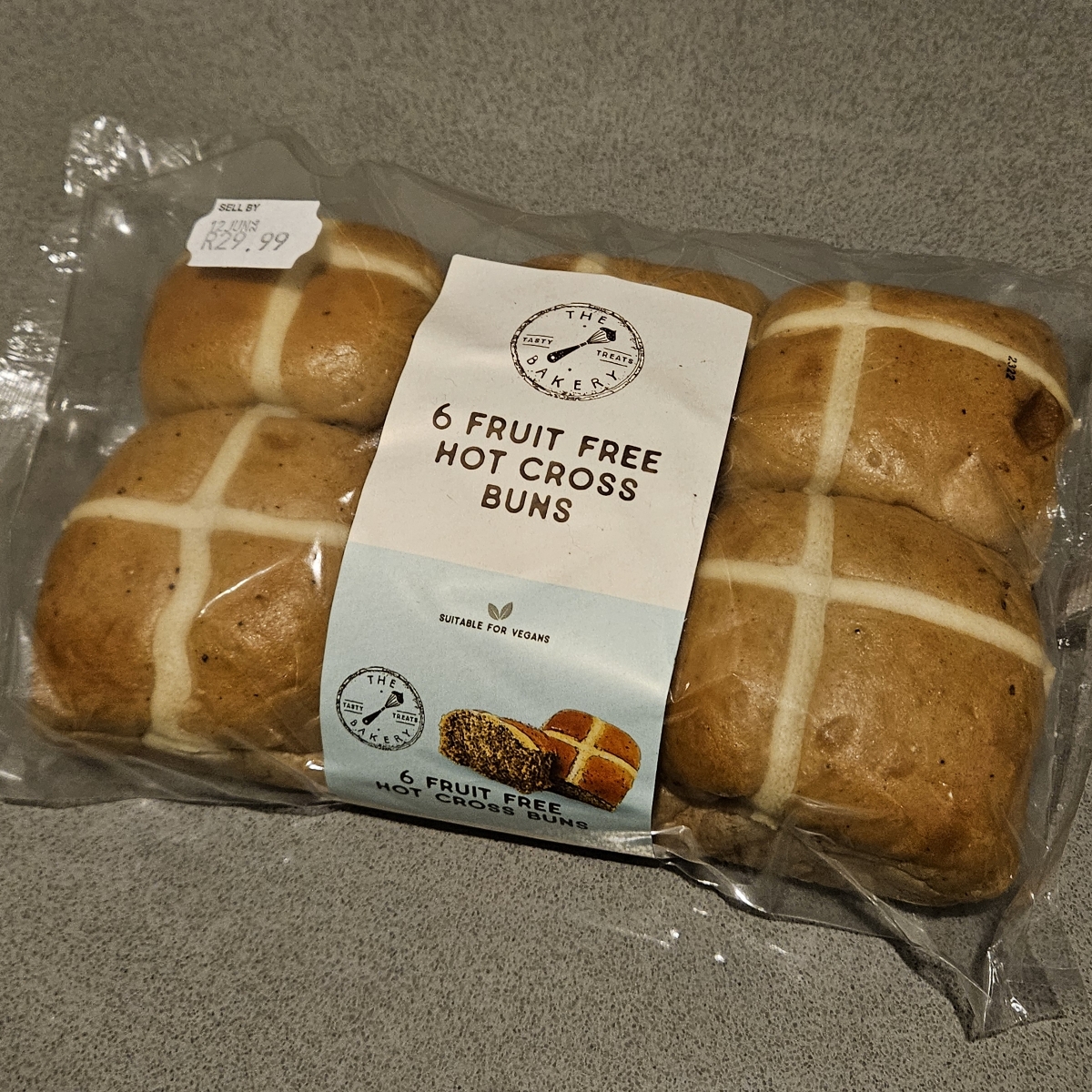 Fruit free hot cross buns from The Bakery @ Checkers - Vegan Product ...