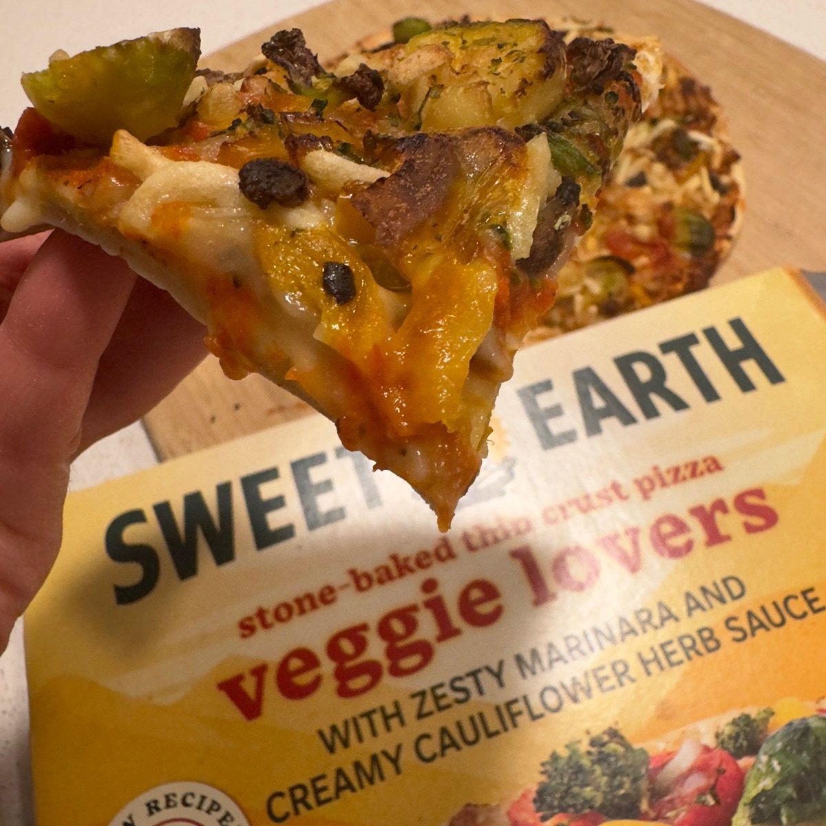 Stone-Baked Thin Crust Pizza - Veggie Lovers from Sweet Earth - Vegan ...