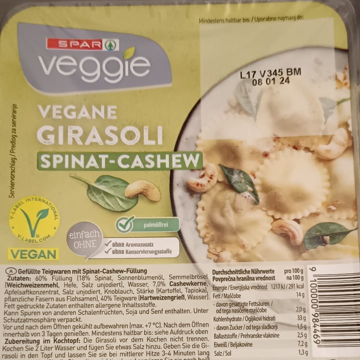 Spar Veggie Girasoli Spinat Cashew Review | abillion
