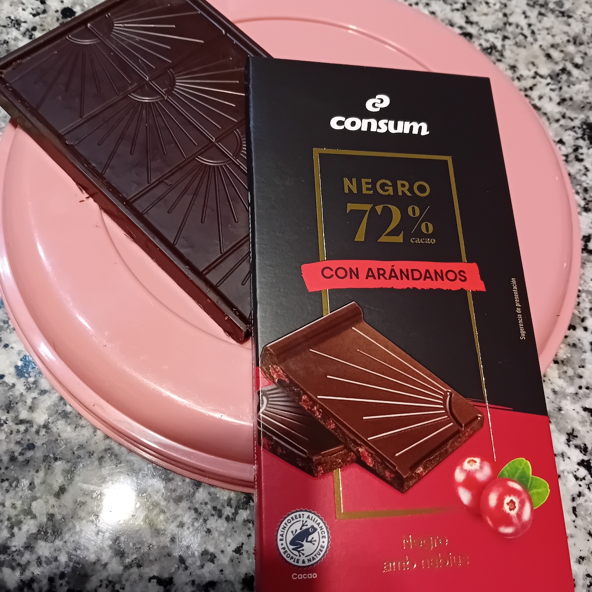 chocolate negro 72%con arandanos from Consum - Vegan Product Reviews ...