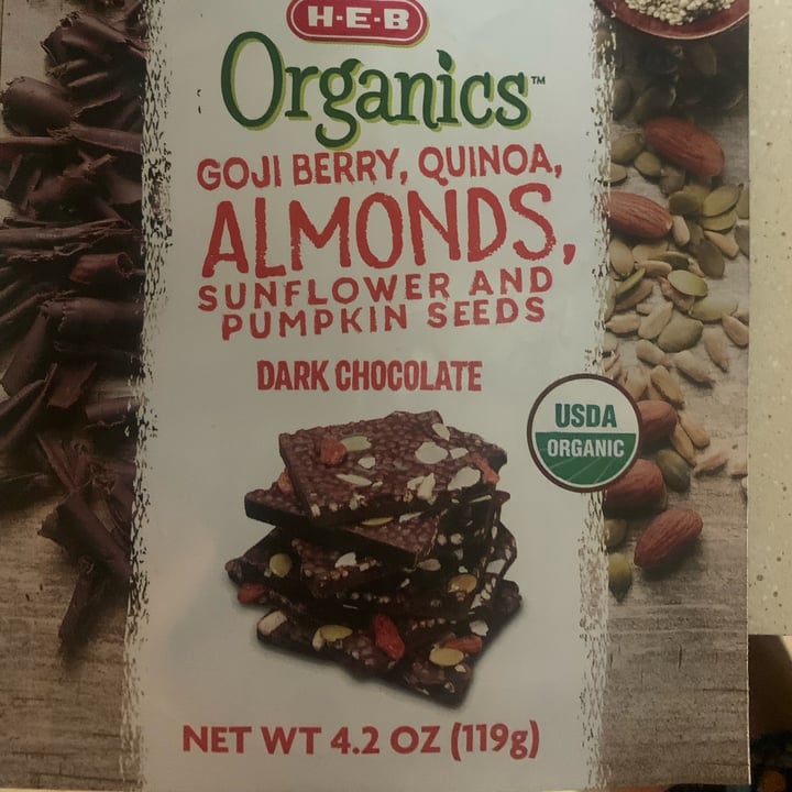HEB Organics Dark Chocolate Bark w/ Almonds, Quinoa, & Goji berries ...