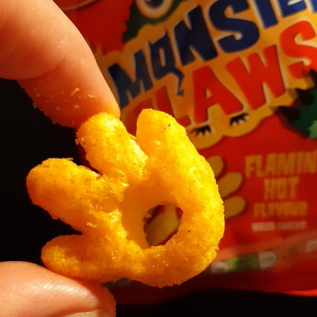 Monster claw Flamin’ Hot from SnackRite - Vegan Product Reviews ...