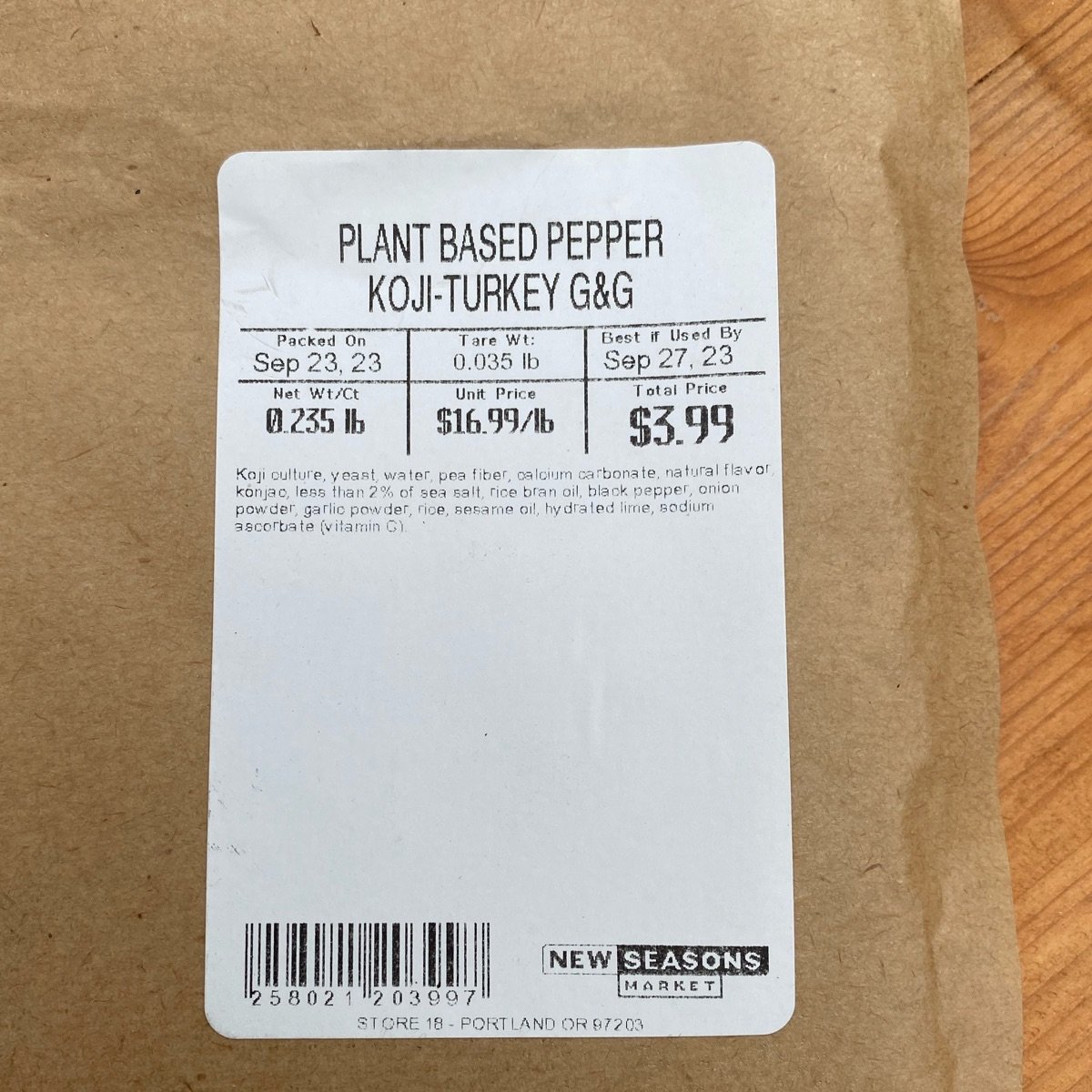 Plant Based Pepper Koji Turkey from Koji Deli Meat - Vegan Product ...