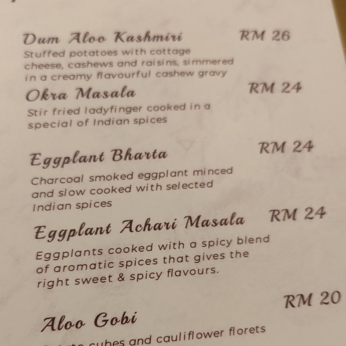 Namaste India Bangsar Eggplant Bharta Reviews | abillion