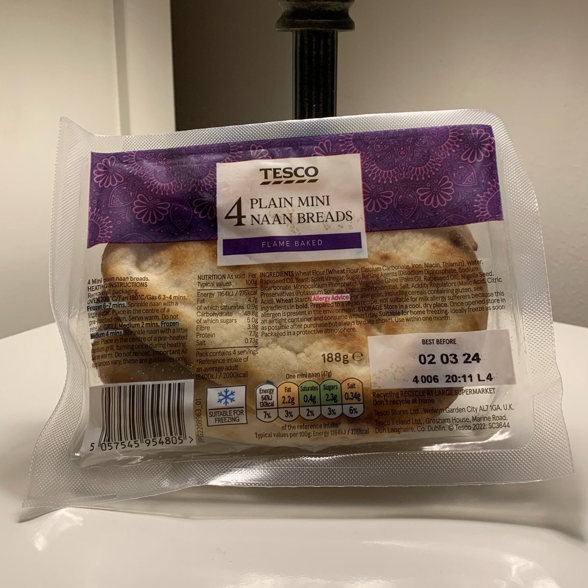 plain mini naan from Tesco - Vegan Product Reviews & Ratings | abillion