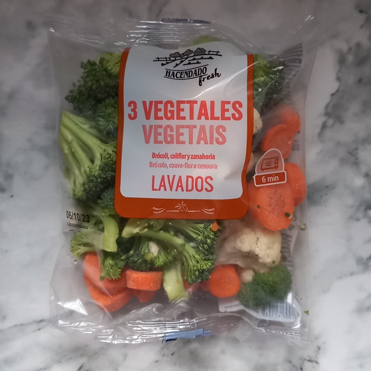 3 vegetales (brócoli, coliflor y zanahoria) lavados from Hacendado ...