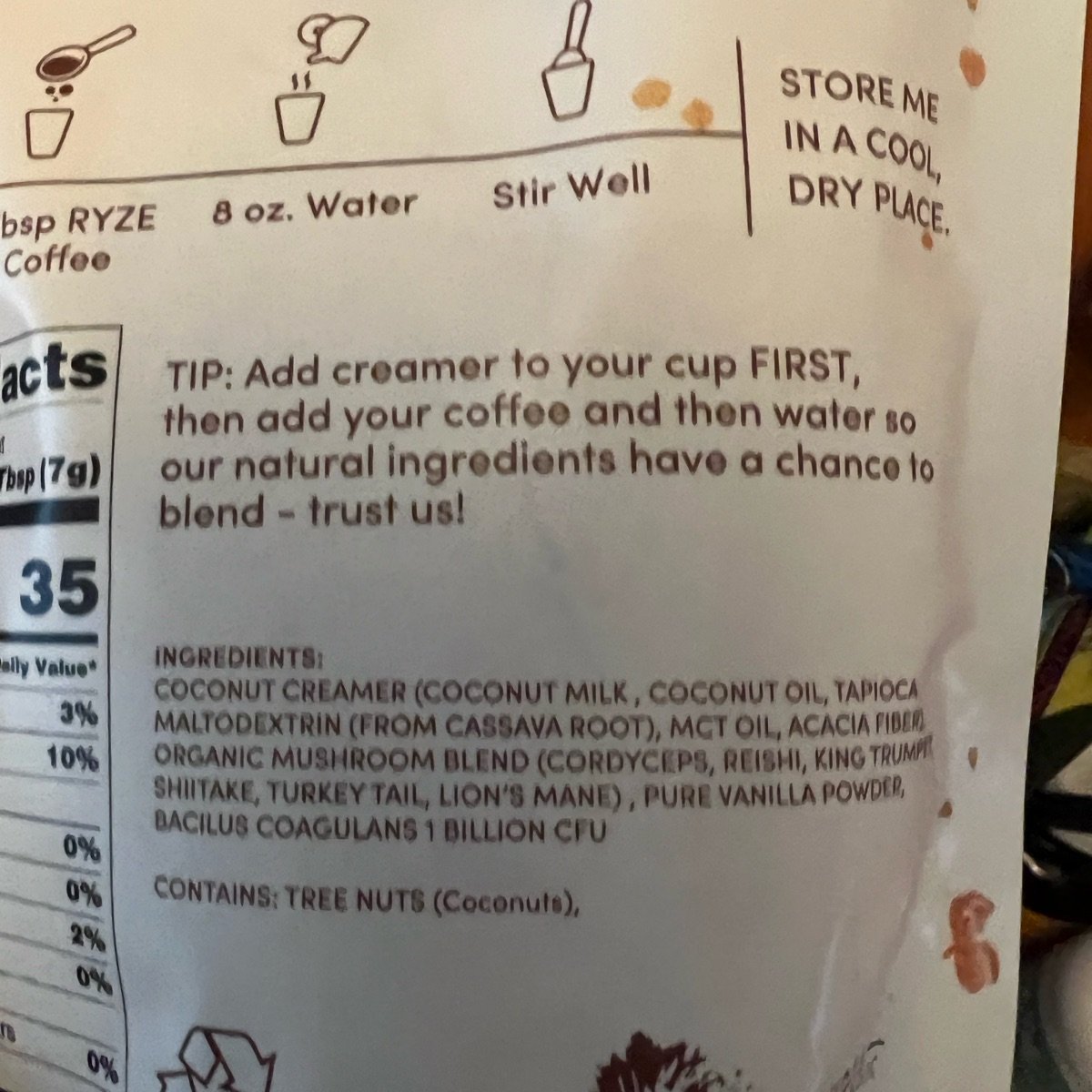 probiotic creamer with mushrooms vanilla from Ryze - Vegan Product ...