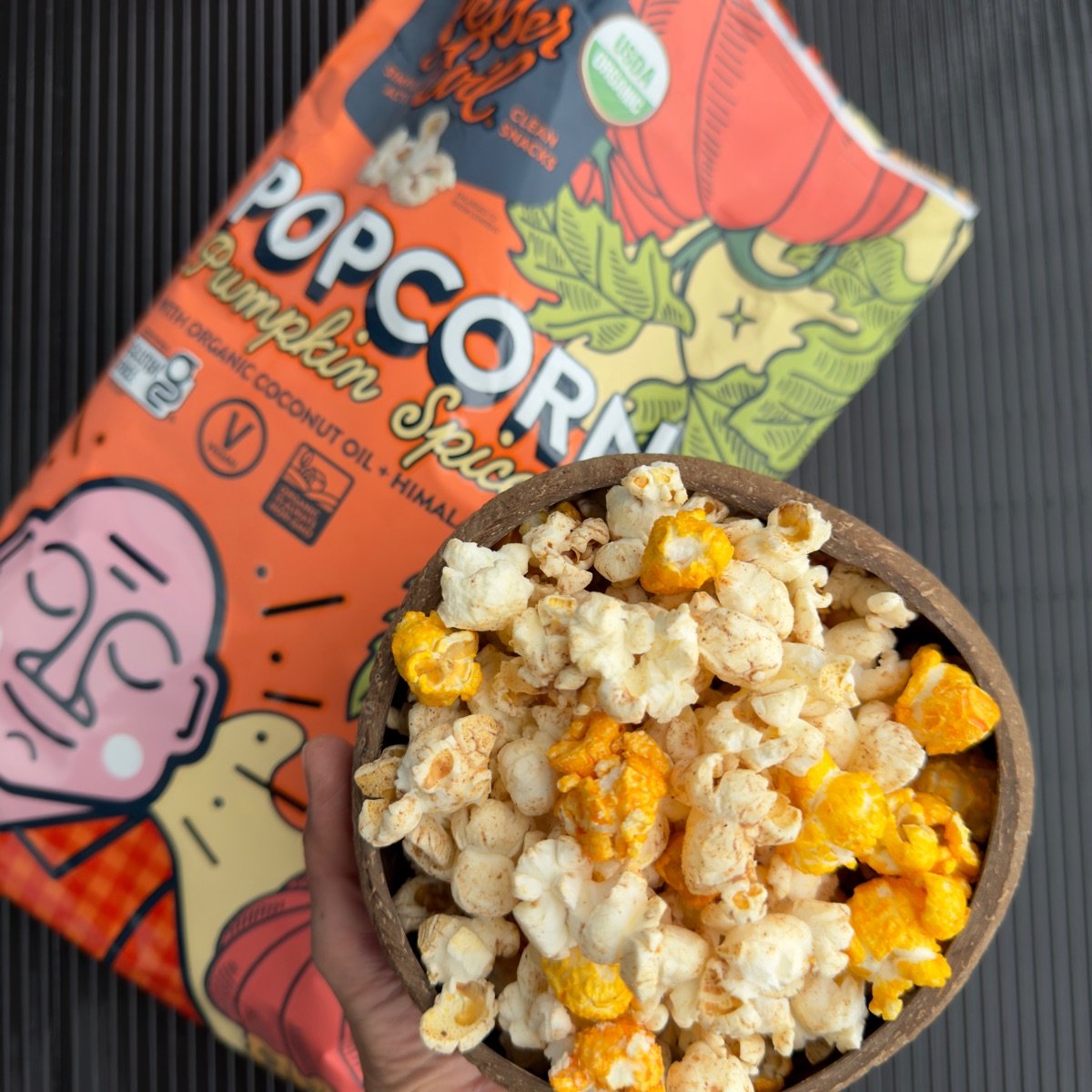 Pumpkin Spice Popcorn from Lesser Evil Snacks - Vegan Product Reviews ...