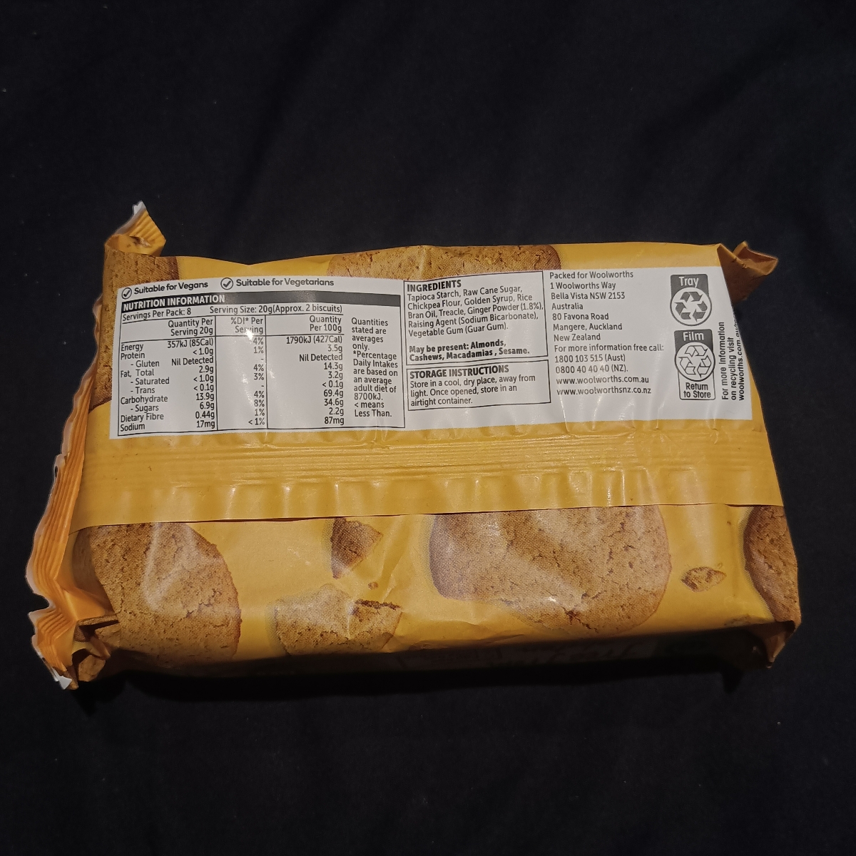 Free From Gluten Gingernut Biscuits from Woolworths (Australia) - Vegan ...