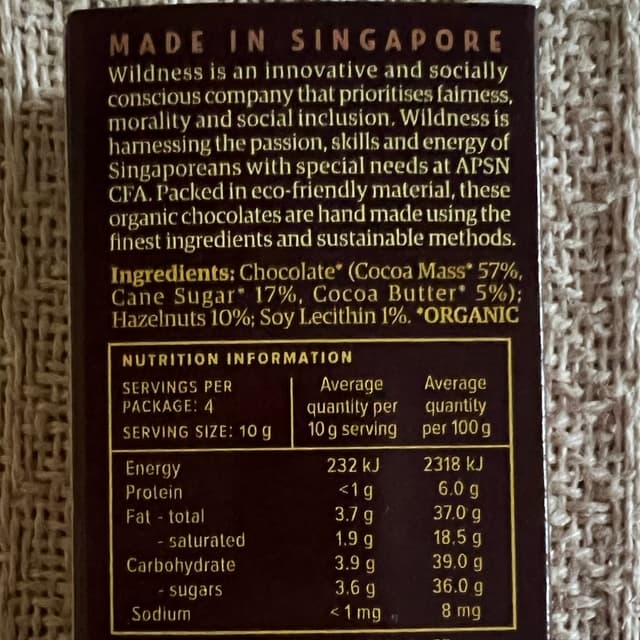 Dark Chocolate with Hazelnuts from Wildness Organic Chocolate - Vegan ...