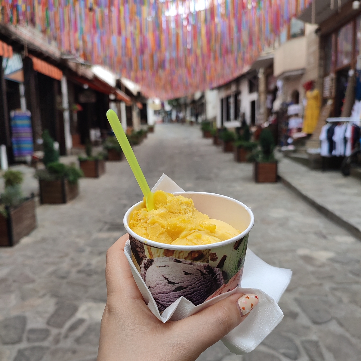 Mango sorbet at Virtuoso Premium Gelato & Caffe, Veliko Tarnovo - Vegan ...