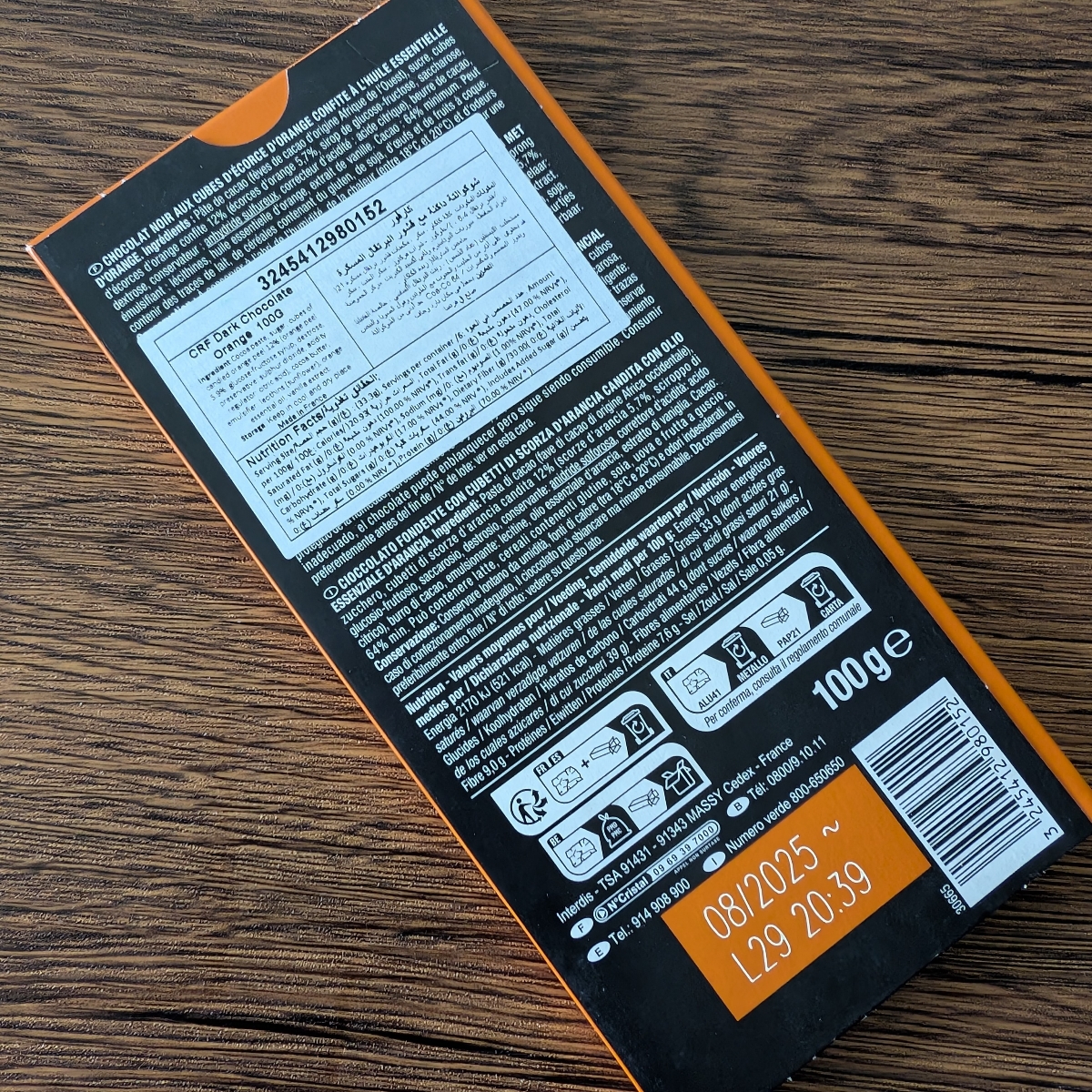 Dark chocolate with orange from Carrefour - Vegan Product Reviews ...