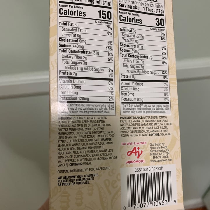 Tai Pei Vegetable Egg Rolls Review | abillion