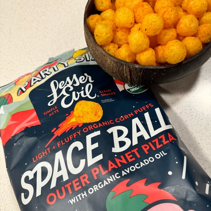 Lesser Evil Snacks space balls outer planet pizza corn puffs Review ...