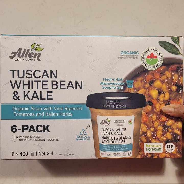 Allen Family Foods Tuscan White Bean & Kale Soup Review | abillion