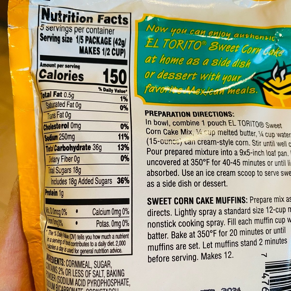 Sweet Corn Cake Mix from El Torito - Vegan Product Reviews & Ratings ...