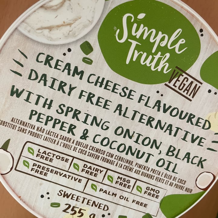 Simple Truth Cream Cheese - Spring Onion, Black Pepper And Coconut Oil ...