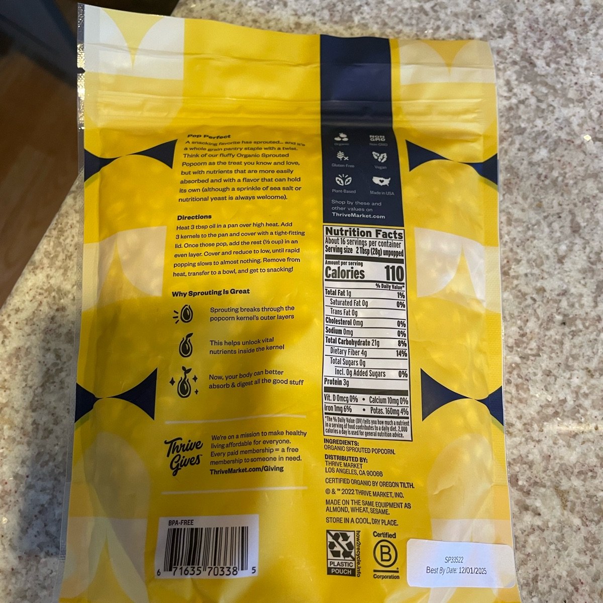 Sprouted popcorn kernels from Thrive Market - Vegan Product Reviews ...