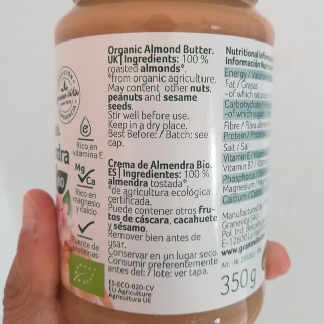 Crema de almendra from grano Vita - Vegan Product Reviews & Ratings ...