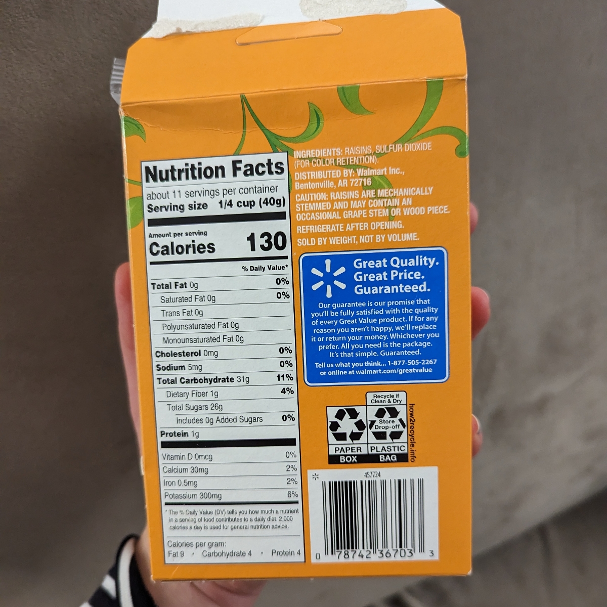 Seedless Golden Raisins from Great Value - Vegan Product Reviews ...